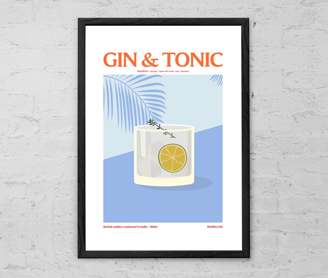 Gin and Tonic Art Print: Modern Cocktail Illustration, Bar Decor - Etsy