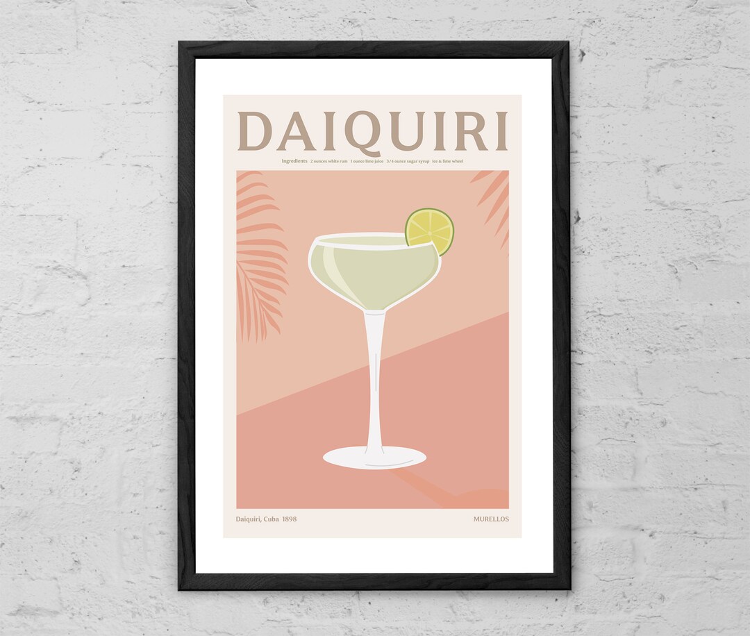 Daiquiri Cocktail Art Print: Retro Alcohol Illustration, Bar Decor - Etsy