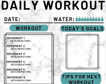 Workout Log Printable, Fitness Planner, Exercise Template, Workout ...