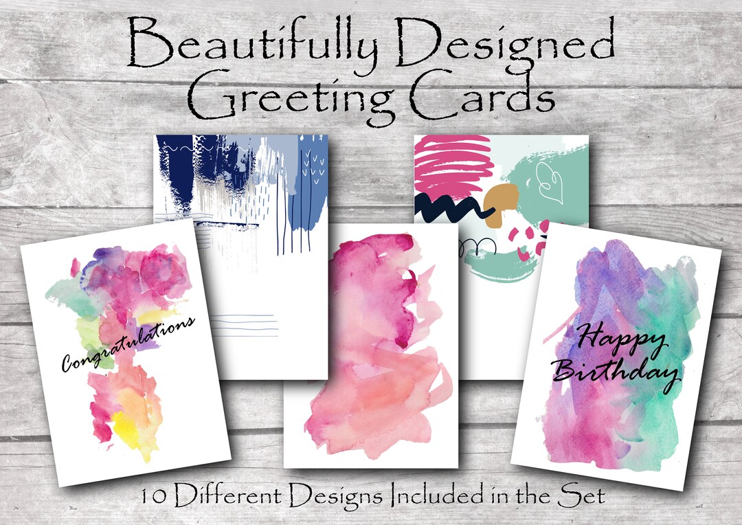 Printable Greeting Card Set 10 Different Abstract Designs - Etsy