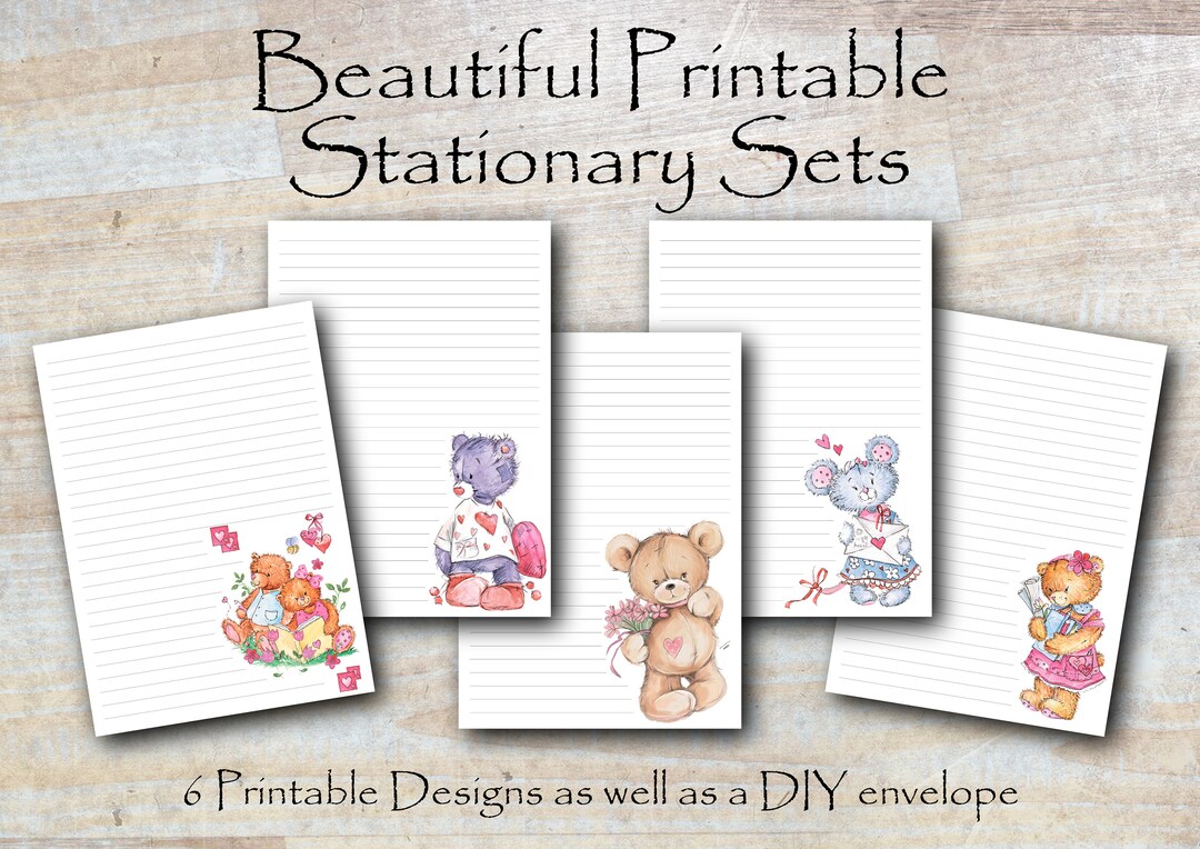 6 Pce Valentines Stationary Set Plus DIY Envelope - Etsy