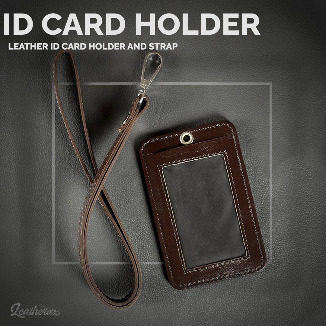 ID Holder With Pocket ,leather ID Card Holder, Leather Lanyard With Id ...