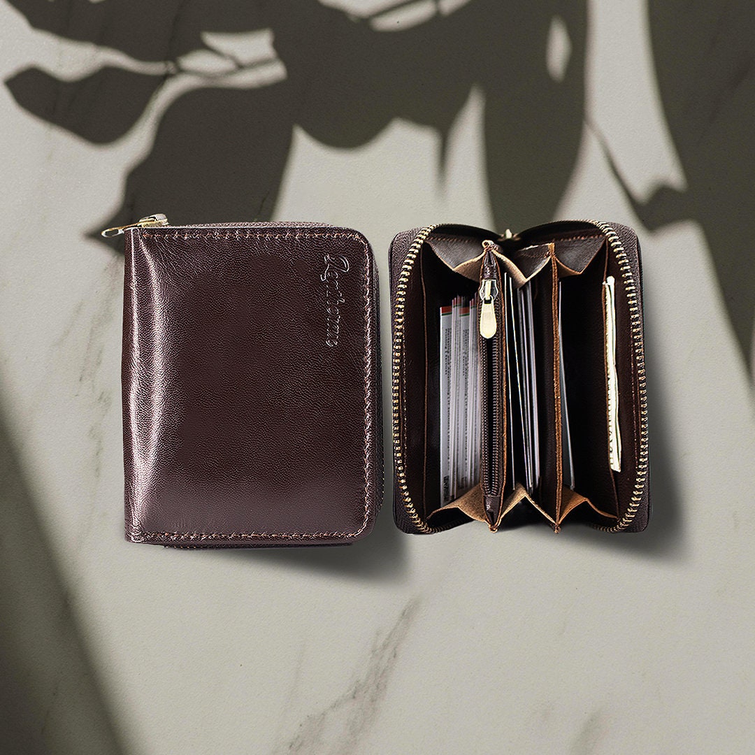Women Leather Zipper Wallet | Minimalist Mini Purse for Womens ...