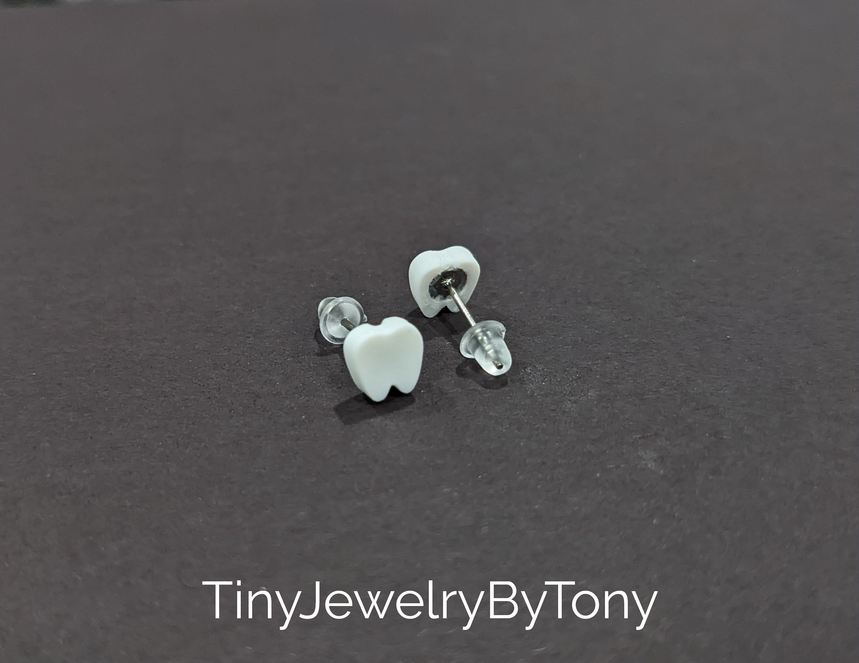 3D Printed Tooth Stud Earrings With Hypoallergenic Stainless - Etsy