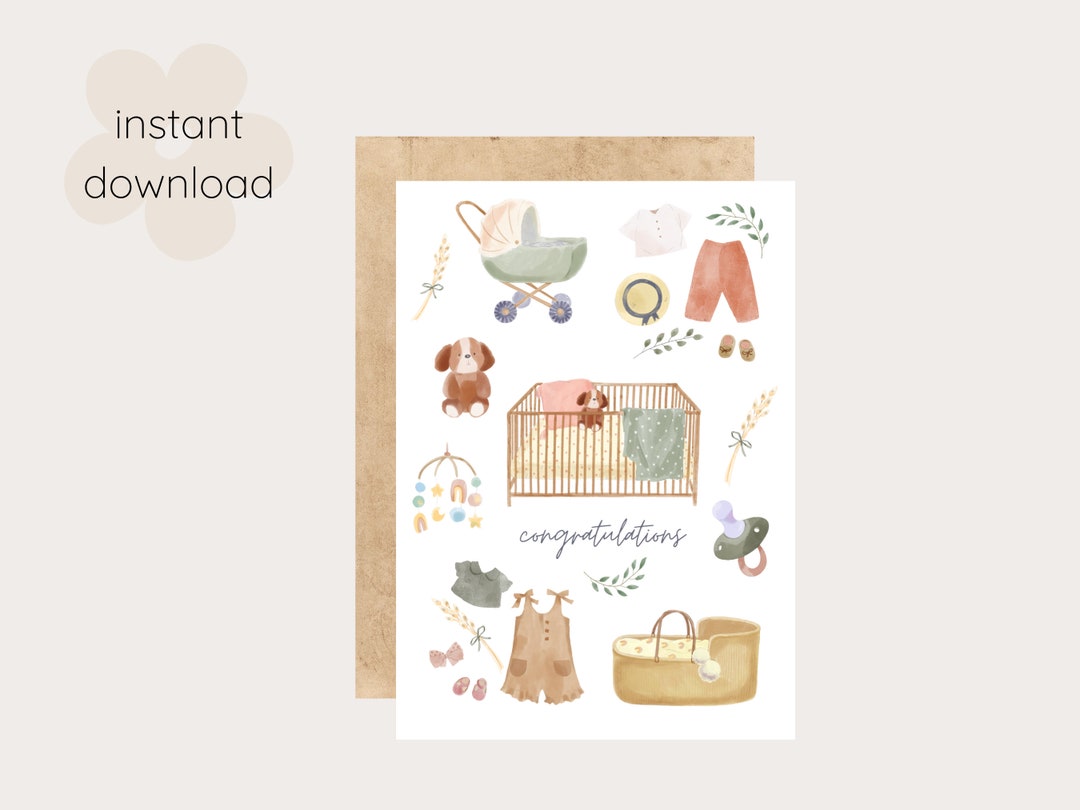 Baby Shower Card, Congratulations Card - Etsy