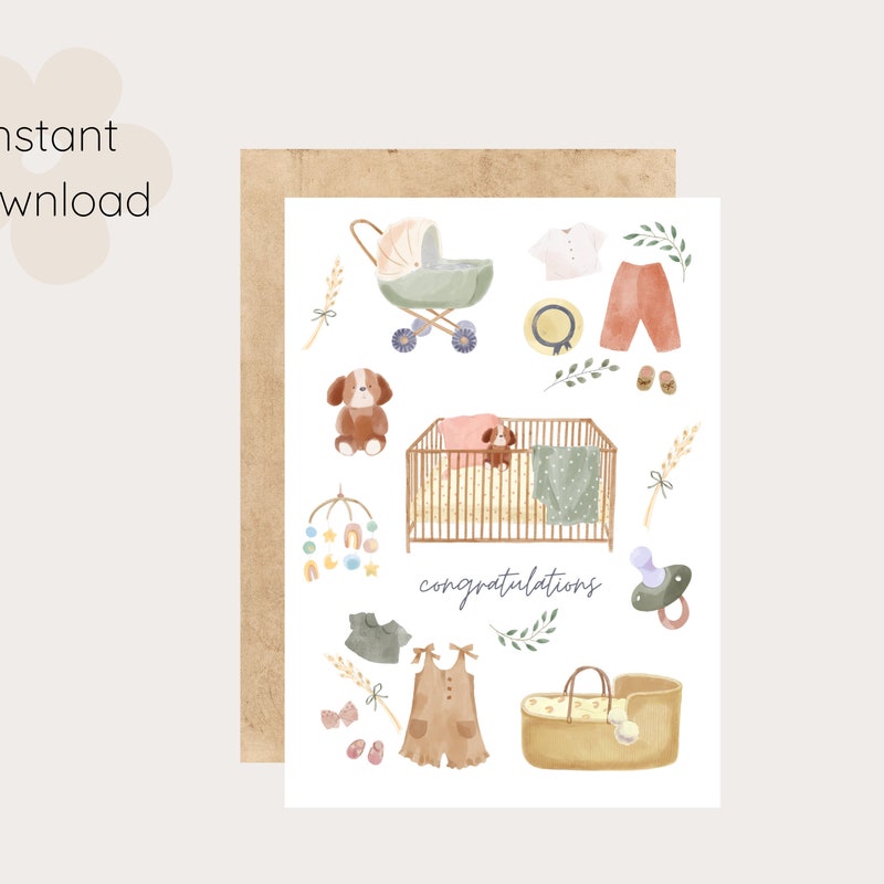 Baby Girl Card Nature - Etsy