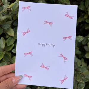 Pink Bow Birthday Card - Etsy