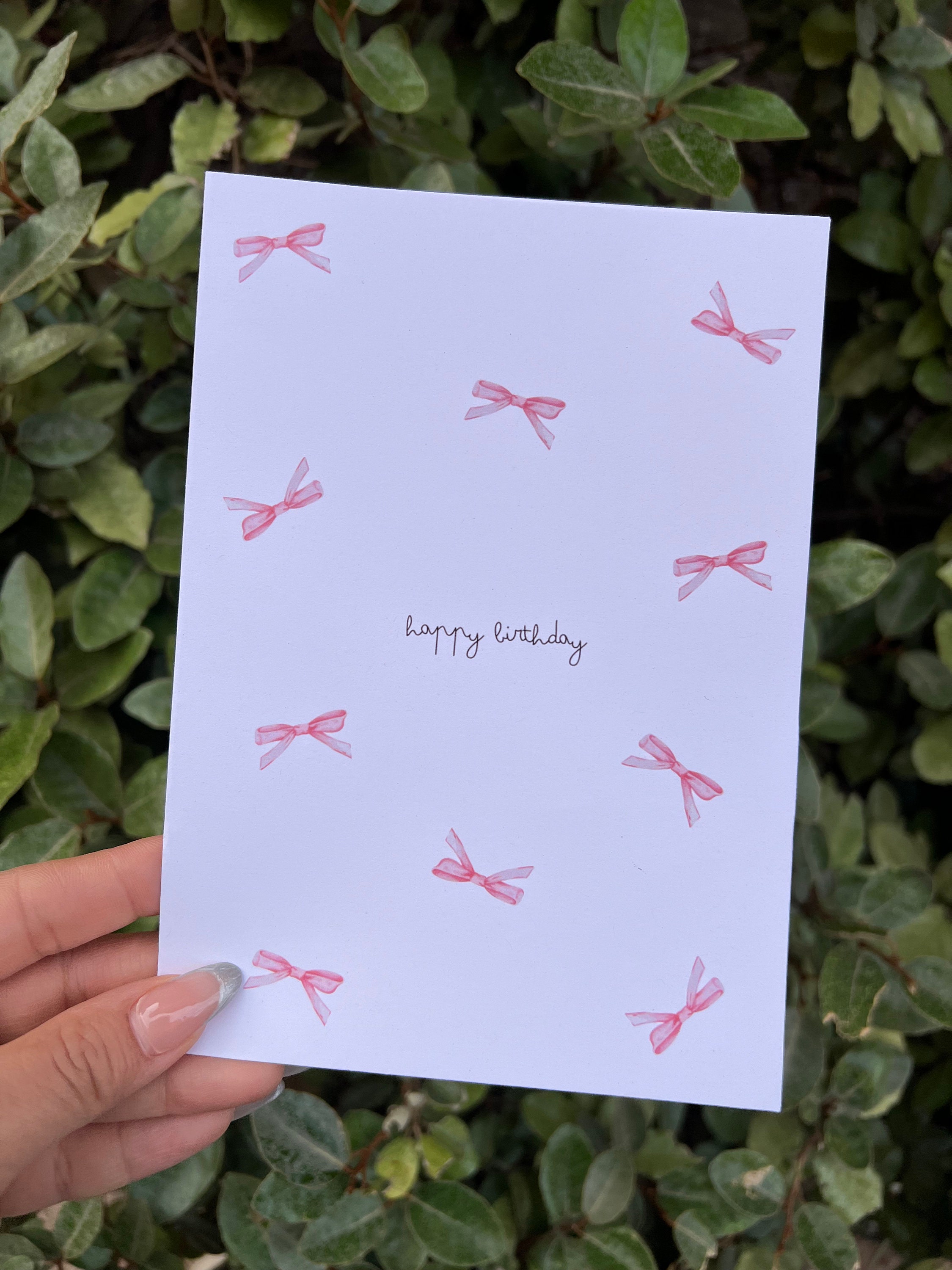 Pink Bow Birthday Card - Etsy