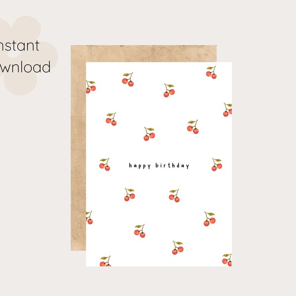 Cherry Birthday Card - Etsy