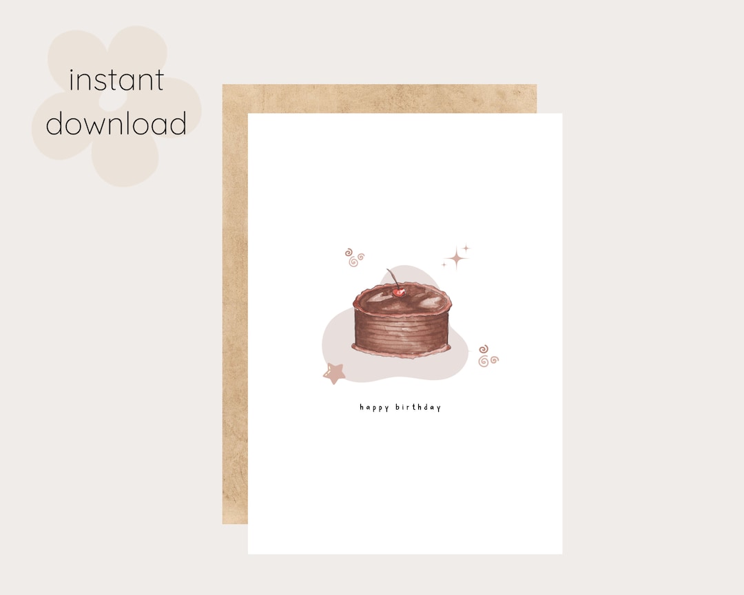 Chocolate Birthday Cake Card - Etsy