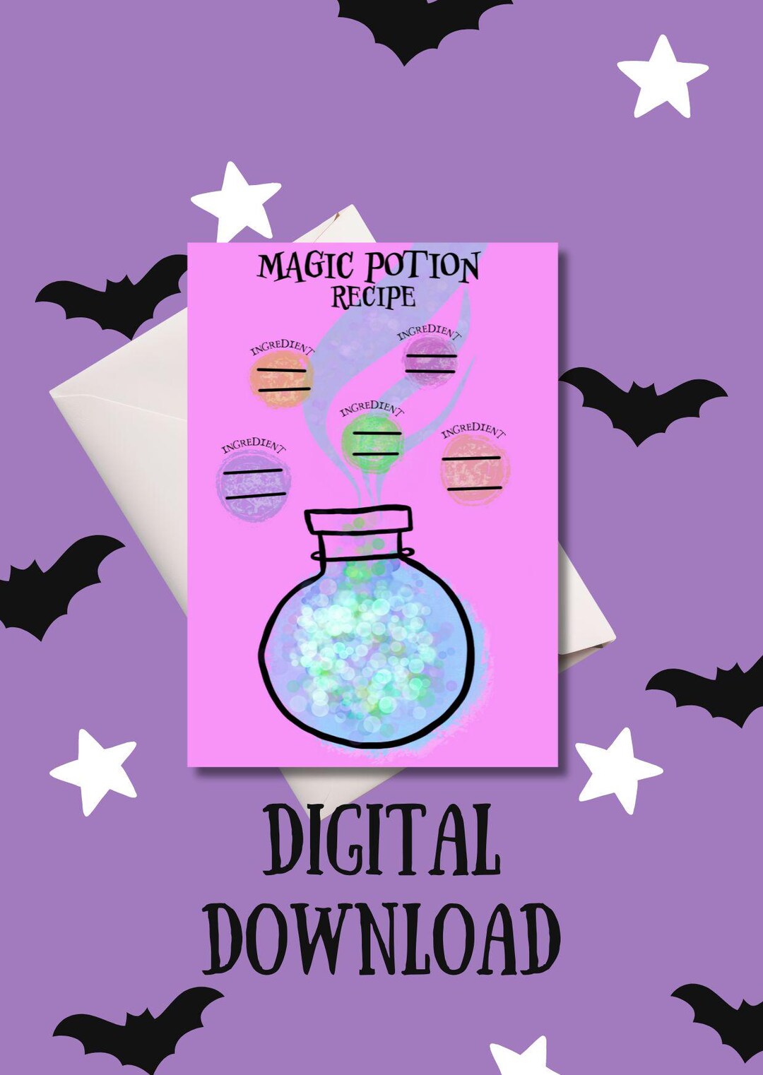 Magic Potion Card, Halloween Wall Art, Recipe Wall Art, Magic Potion ...