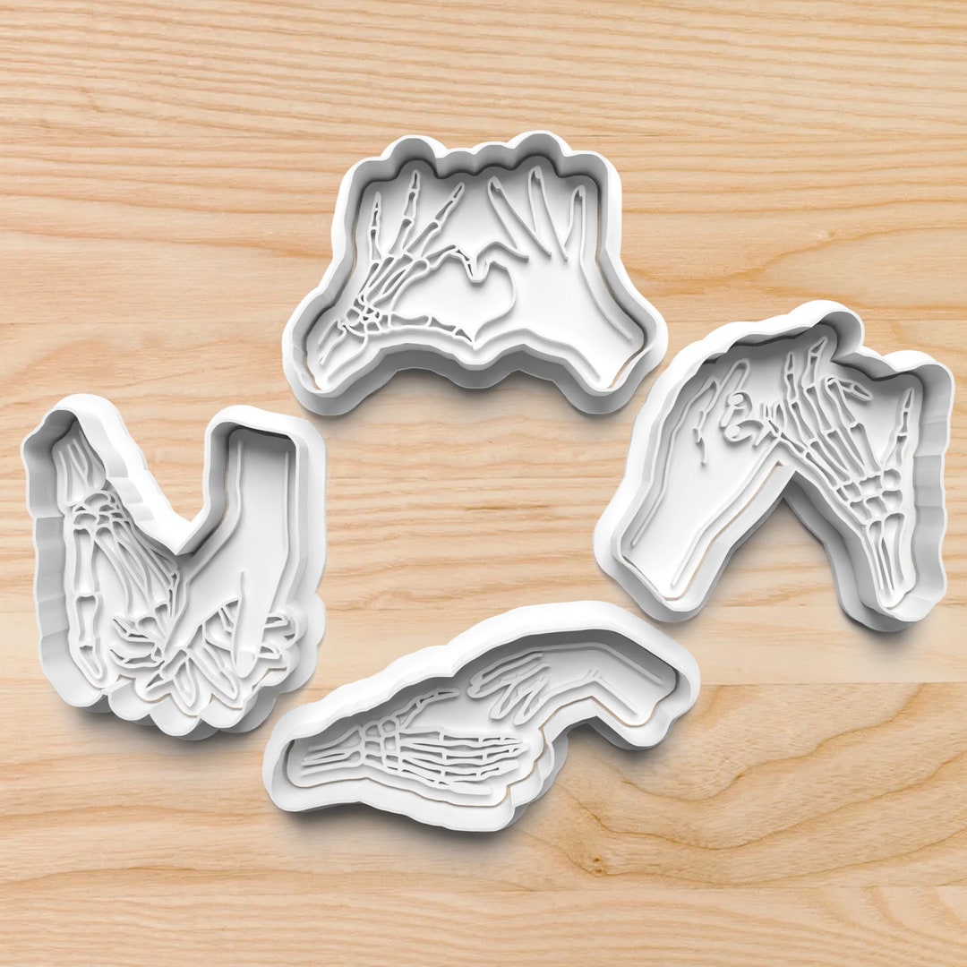 Skeleton Hands Cookie Cutter Set Halloween Cookie Stamps Spooky Gothic ...