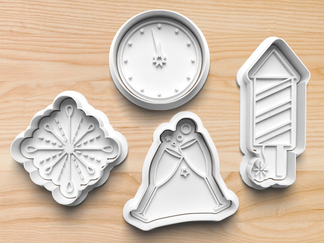 New Year’s Eve Cookie Cutter Set – 4 Festive Shapes With Firework ...