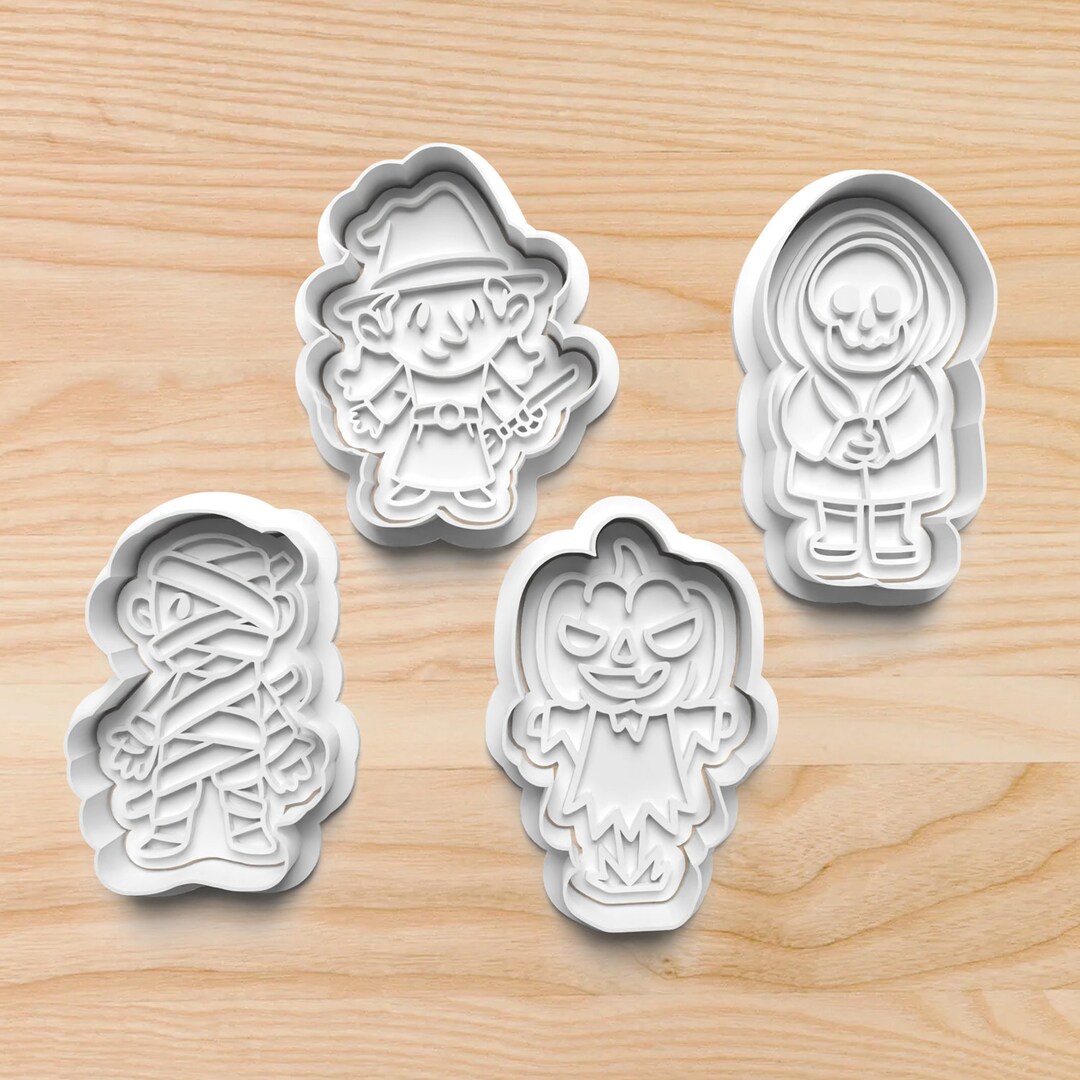 Halloween Monster Cookie Cutter Set: Mummy, Witch, Pumpkin, Reaper - Etsy
