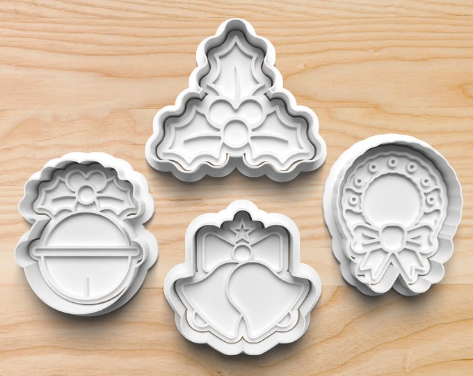 Floral Christmas Bells Cookie Cutter Cookie Cutters by Nori CN0423 - Etsy