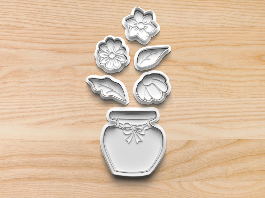Flower Bouquet Cookie Cutter & Stamp Set Large Set Flower Arrangement ...