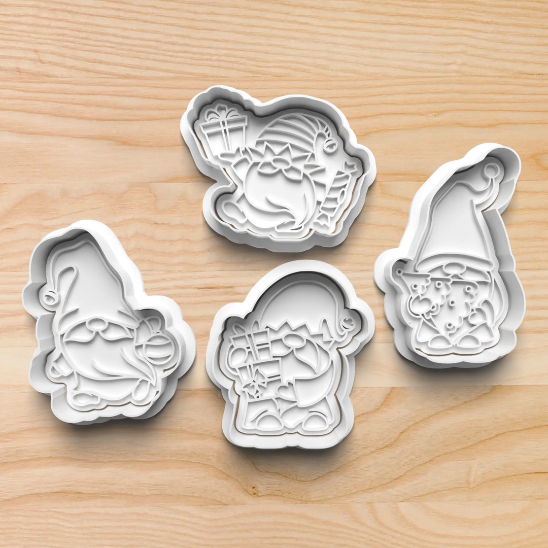 Christmas Gnome Cookie Cutter Set – Cute Holiday Gnomes Cookie Stamps ...