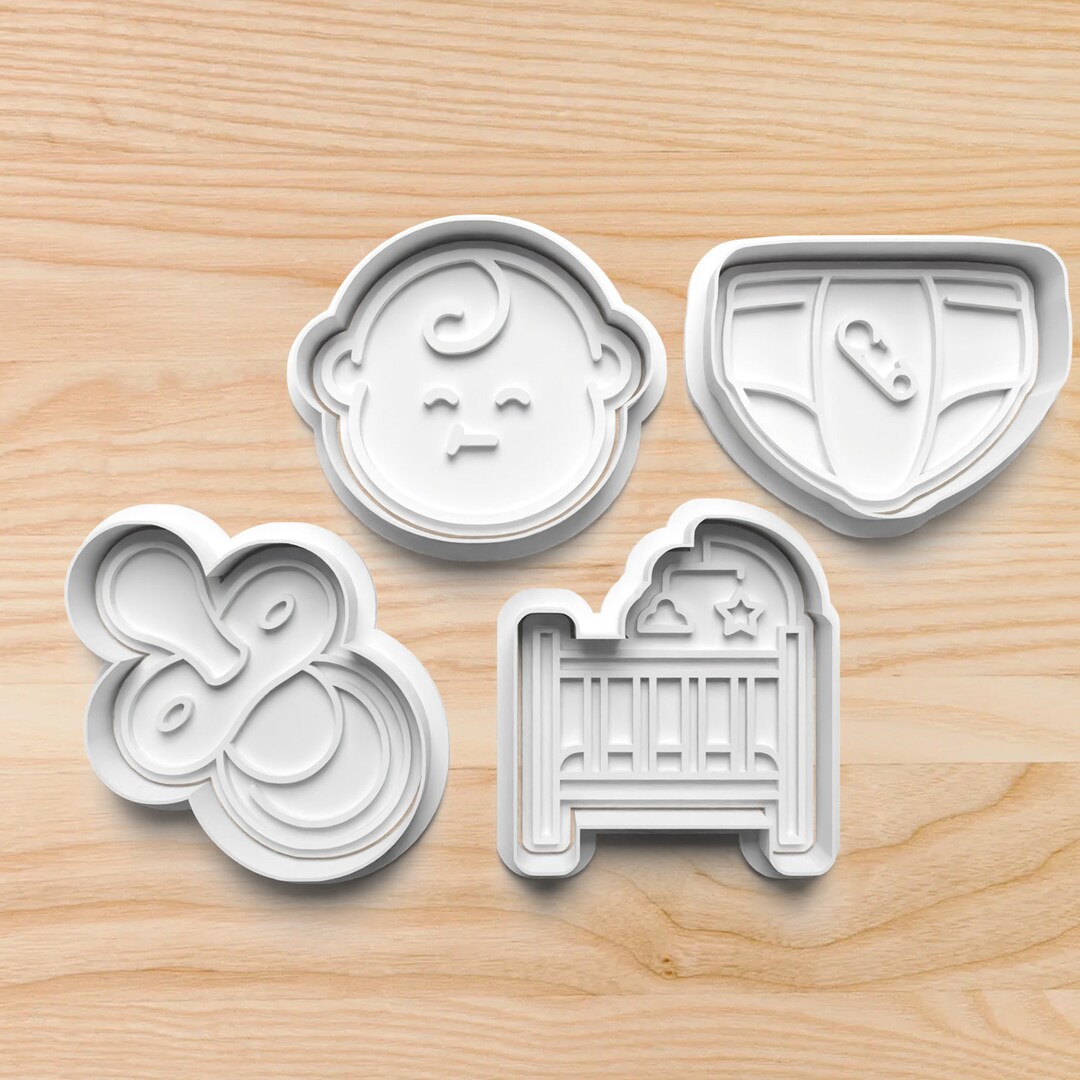 Baby Shower Cookie Cutter Set: Bib, Diaper, Crib, Pacifier - Etsy