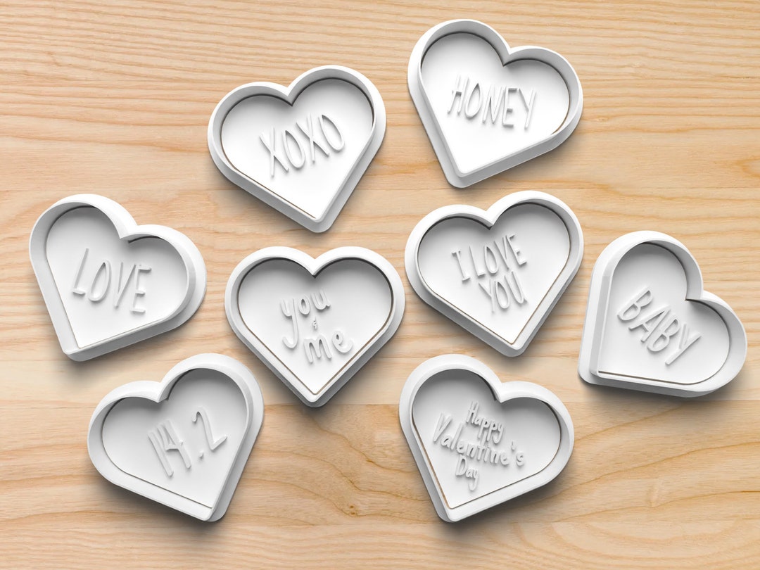 Valentine's Messages Cookie Cutters & Stamps 3d Printed Cookie Cutter ...