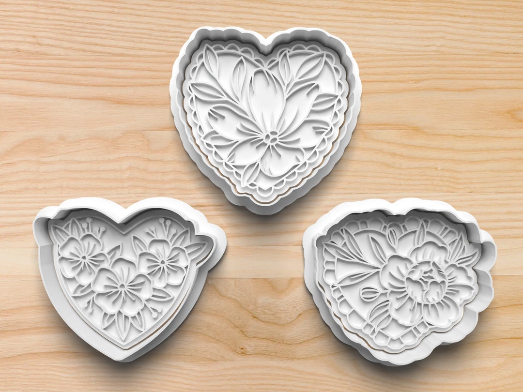 Flower Heart Cookie Cutters Spring Cookie Cutters Mother's Day Cookie ...