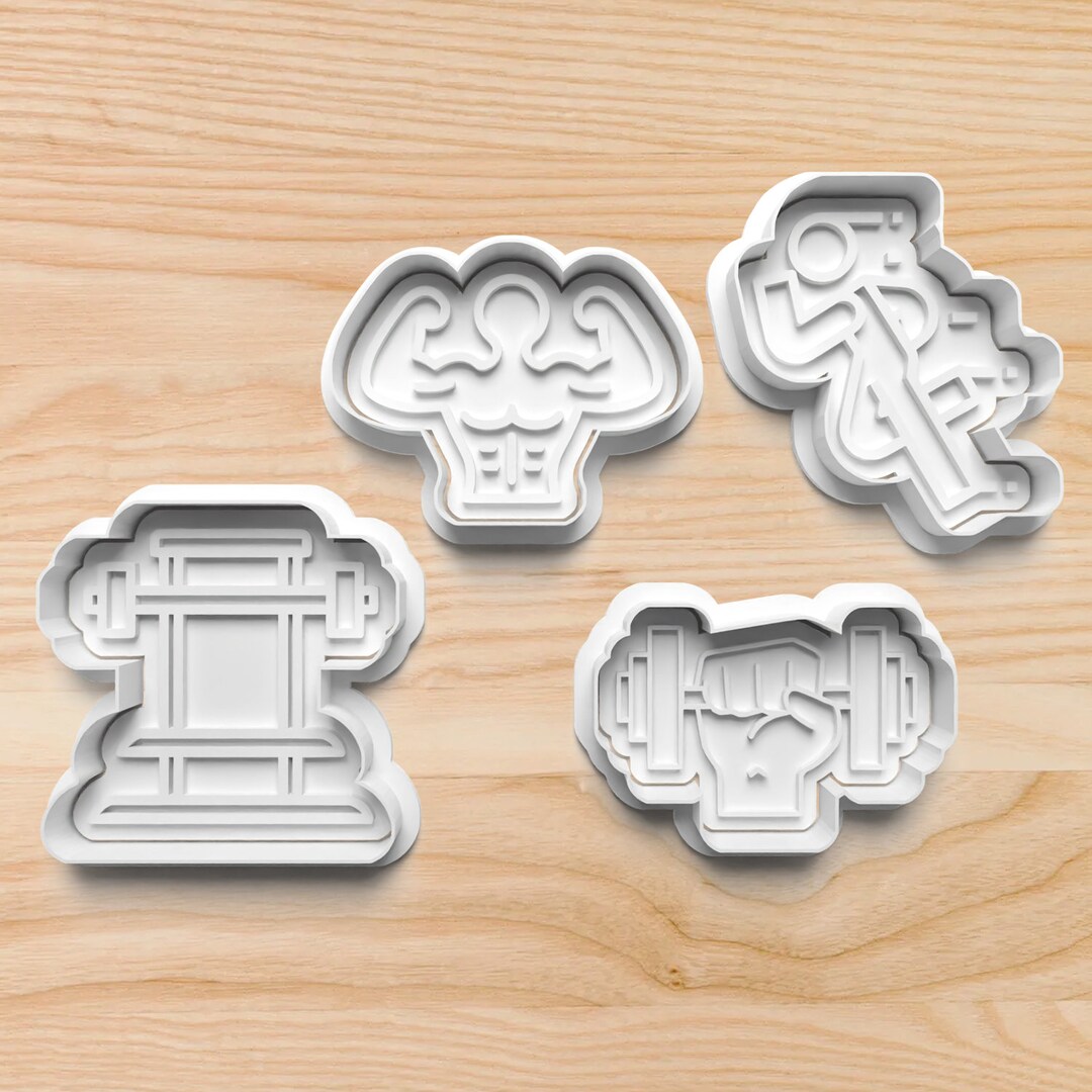 Fitness Cookie Cutter Set – Barbell Bodybuilder Gym Stamps for Workout ...