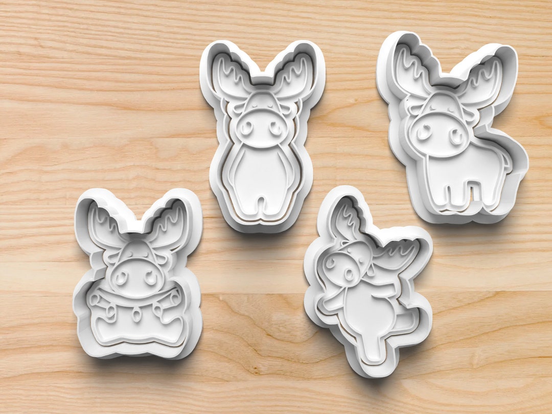 Baby Moose Cookie Cutter Set – Cute Christmas Moose Cookie Stamps for ...