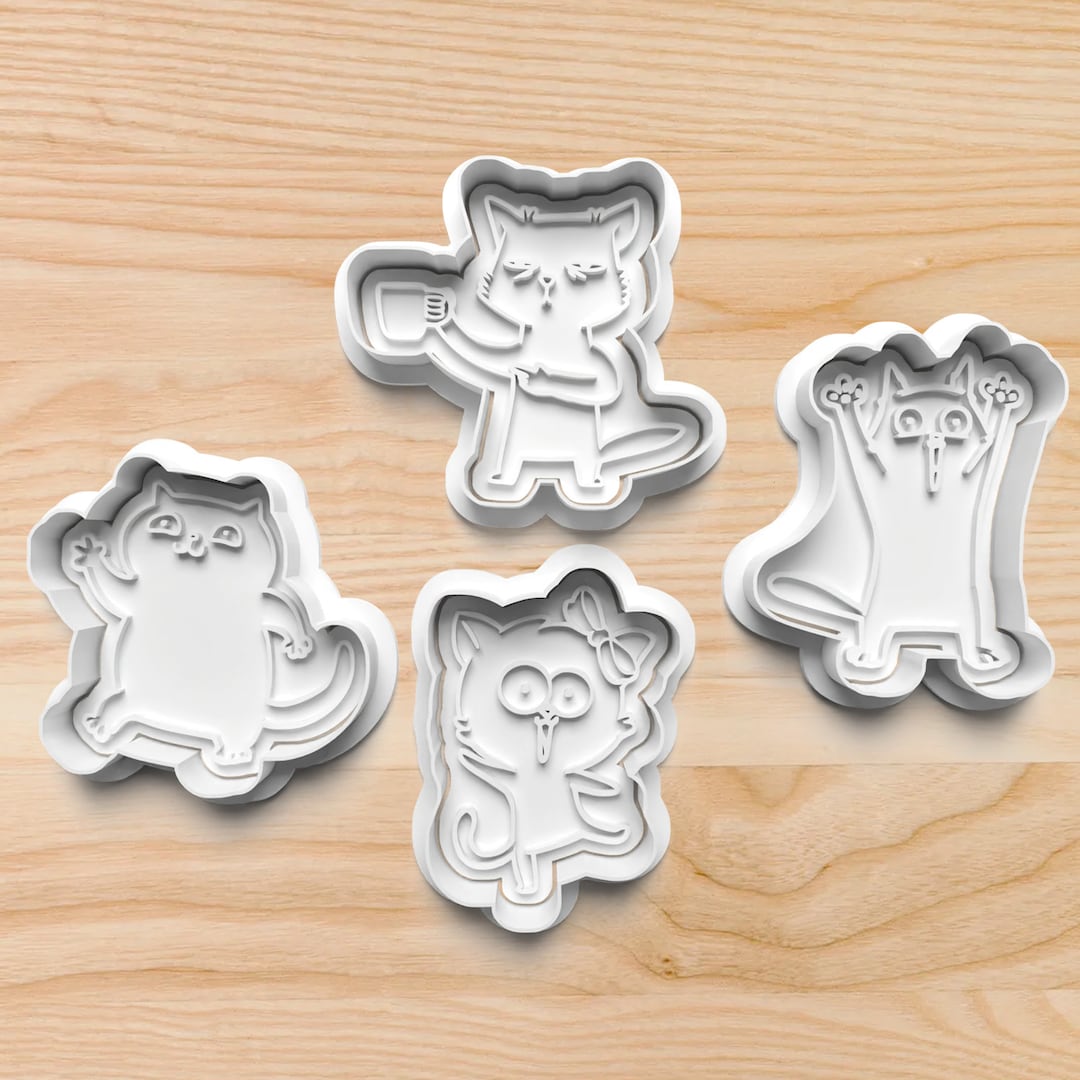 Funny Cat Cookie Cutter Set – Screaming, Sassy and Silly Kitty Stamps ...