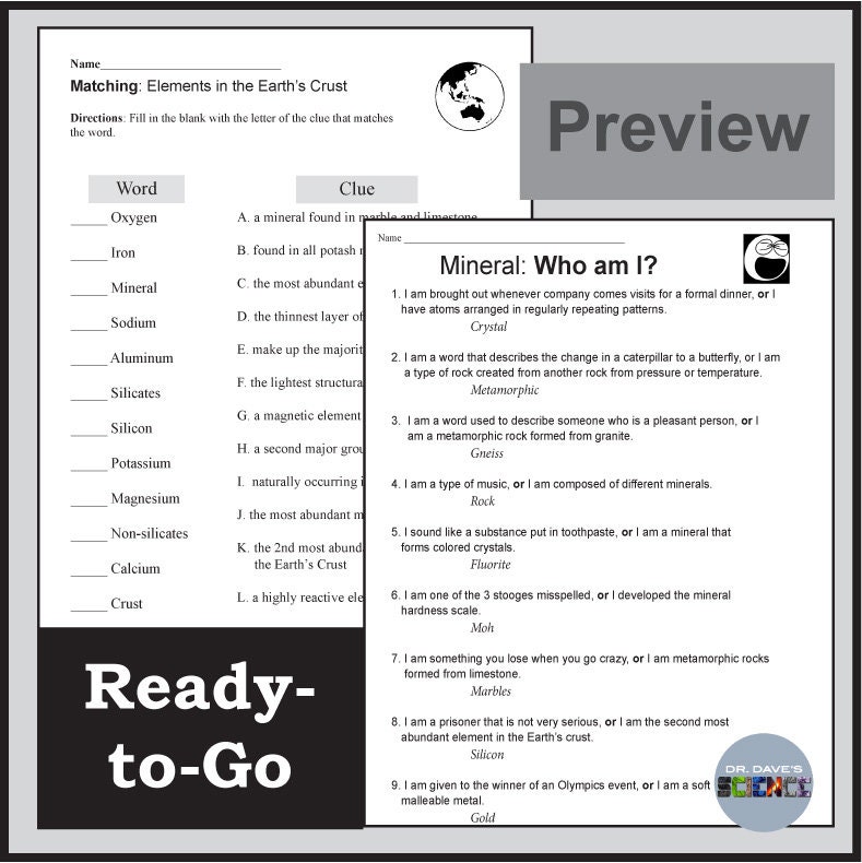 Rocks and Mineral Worksheets Graphic Organizers - Etsy