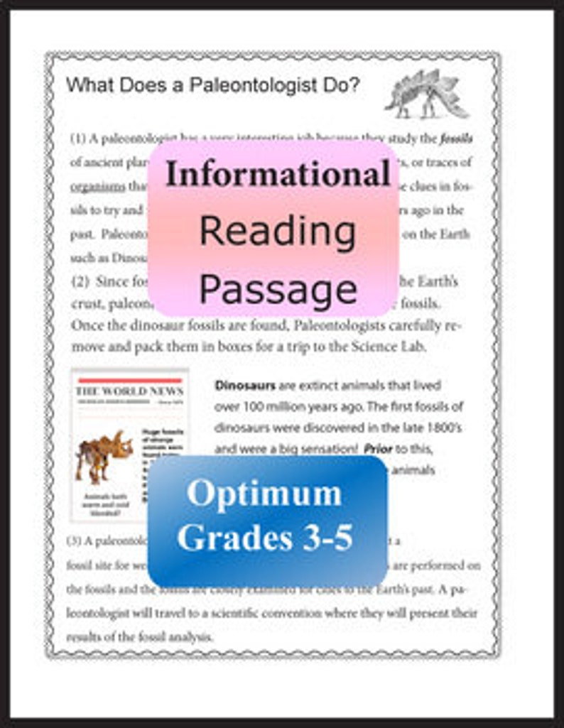 Fossils and Paleontologist Reading Comprehension - Etsy