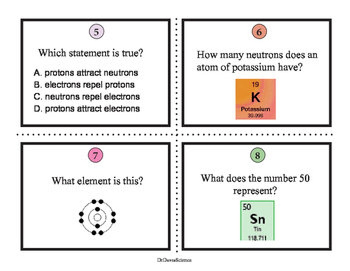 Atoms Elements and Molecules Task Cards, Review Science - Etsy
