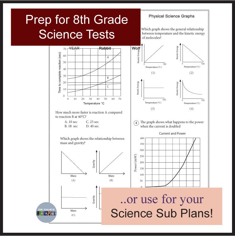 8th Grade Science Test Prep Data Tables Graphs, Independent Work Data ...
