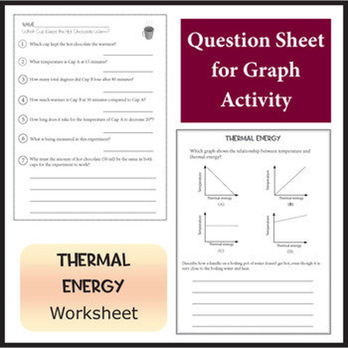 Thermal Energy Reading Comprehension Passage and Questions - Etsy