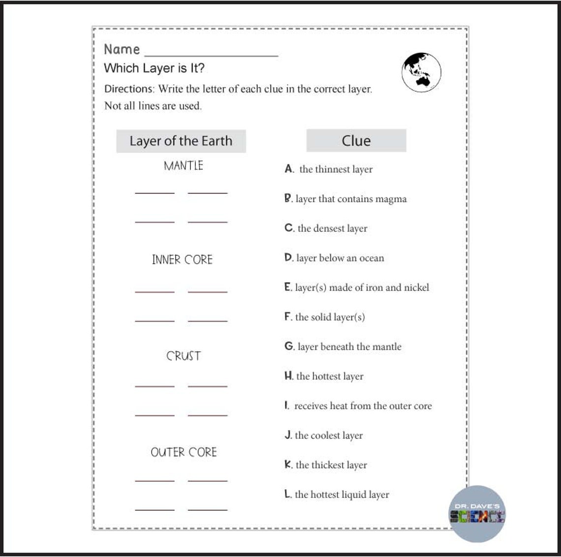 Layers of the Earth Activity Worksheets NGSS MS-ESS2-2 - Etsy