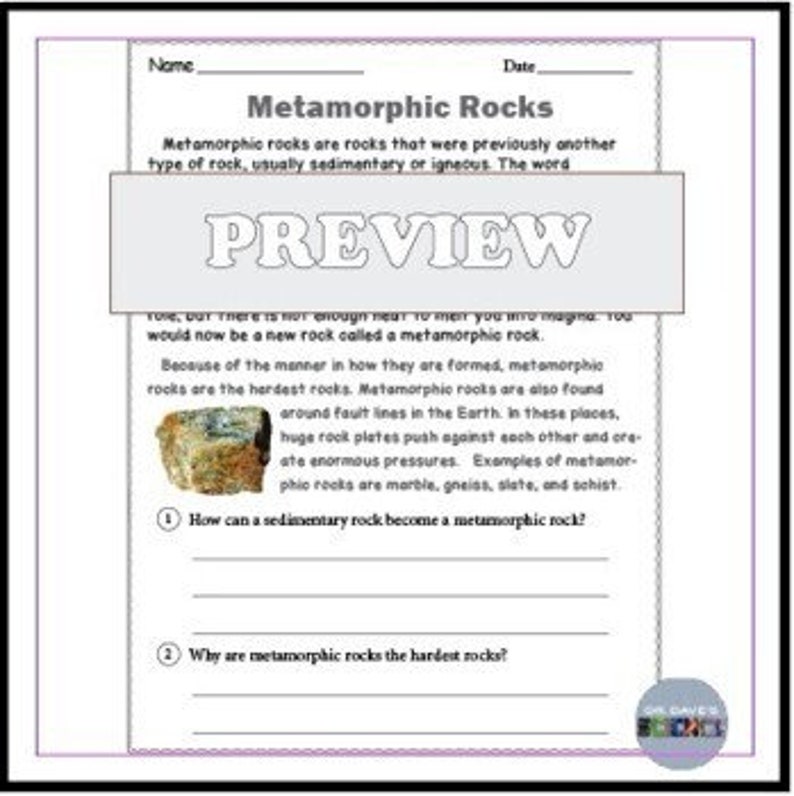Types of Rocks Reading Comprehension Sedimentary, Igneous, and ...