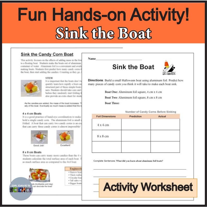 Candy Corn Science Thanksgiving Activity STEM Sink the Boat - Etsy