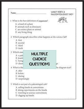 Fossils and Paleontologist Reading Comprehension - Etsy