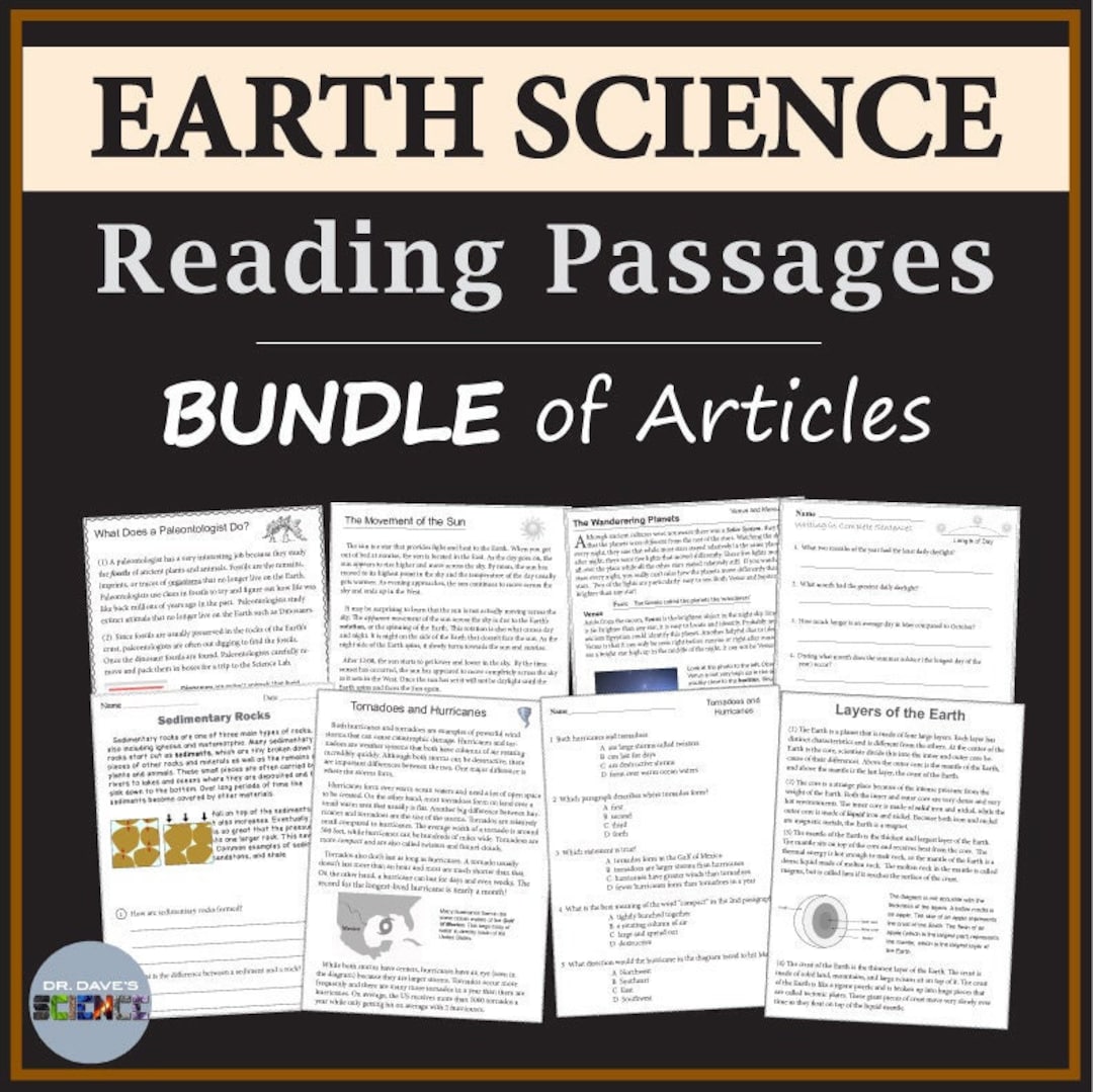 Earth Science Reading Comprehension Passages and Questions - Etsy