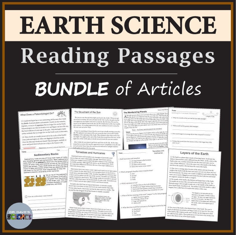 Earth Science Reading Comprehension Passages and Questions - Etsy
