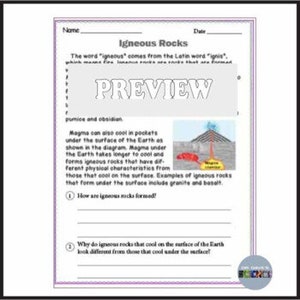 Types of Rocks Reading Comprehension Sedimentary, Igneous, and ...