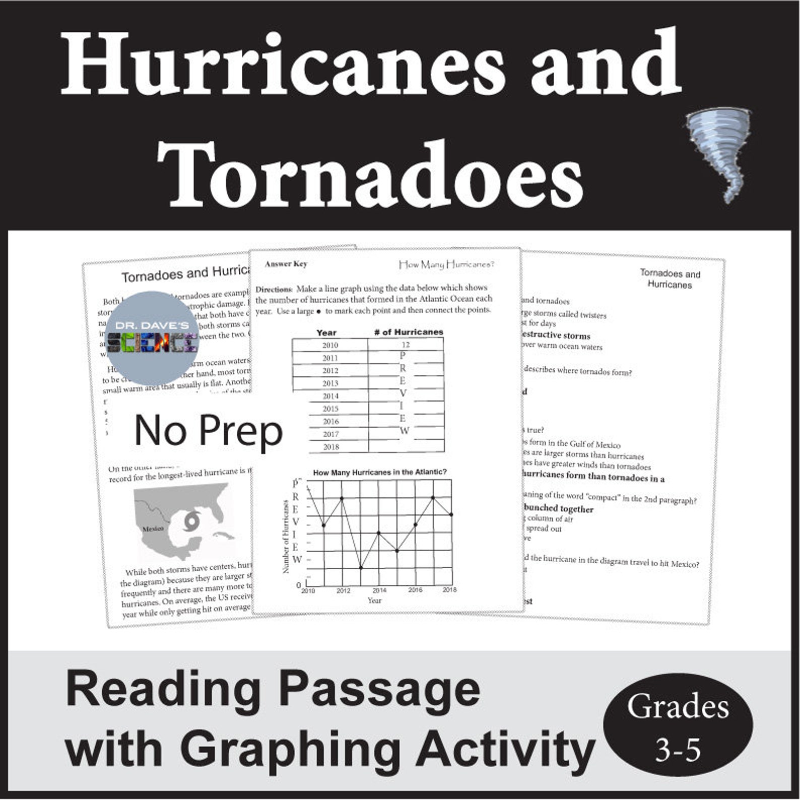 Weather Reading Comprehension Graph Worksheets Hurricanes and Tornadoes ...