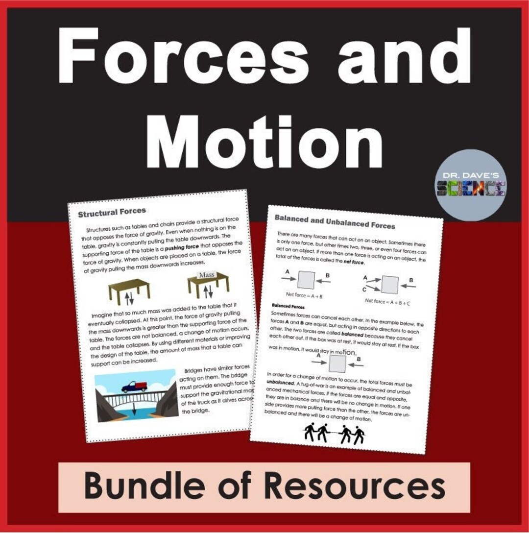 Force and Motion Activities, Balanced Unbalanced Forces Worksheets ...