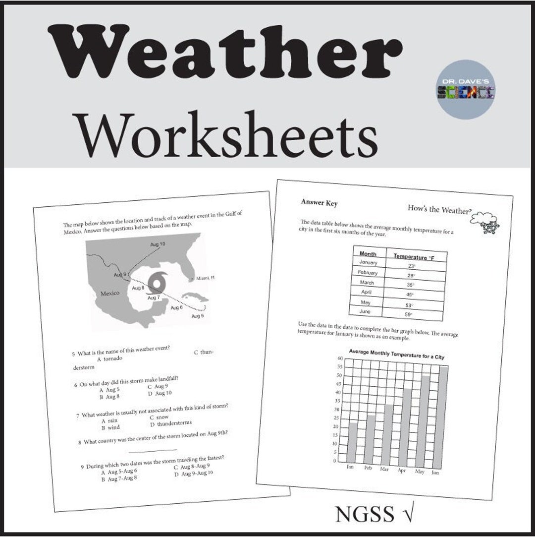 Weather Worksheets Chart Maps Graph and Data Tables - Etsy