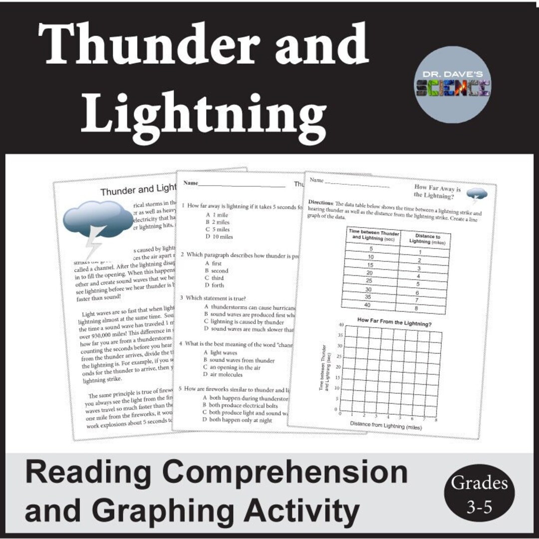Thunder and Lightning Reading Comprehension Sound and Light Activity ...