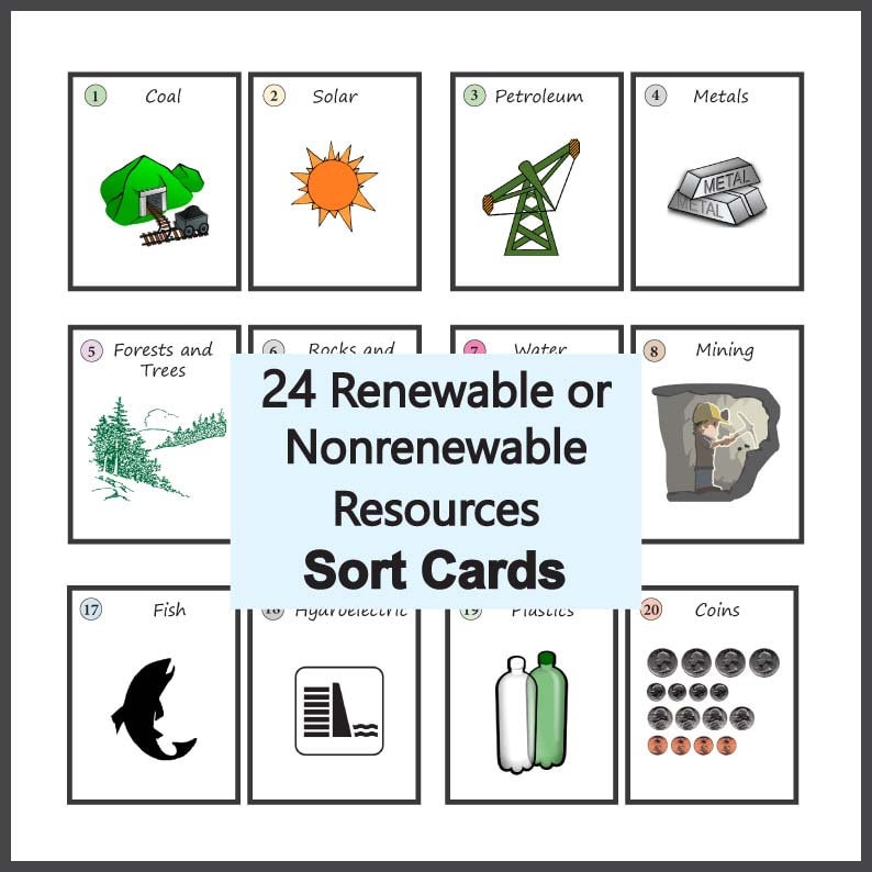 Renewable and Nonrenewable Resources Sort Cards - Etsy
