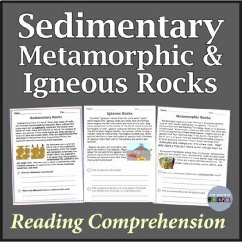 Types of Rocks Reading Comprehension Sedimentary, Igneous, and ...