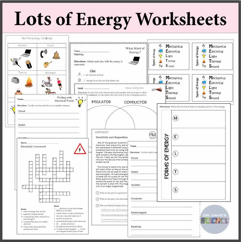 Forms of Energy and Energy Transformations Activity Packet - Etsy