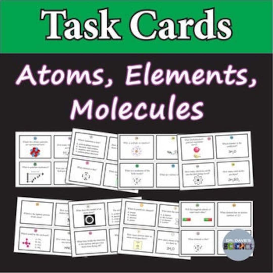 Atoms Elements and Molecules Task Cards, Review Science - Etsy