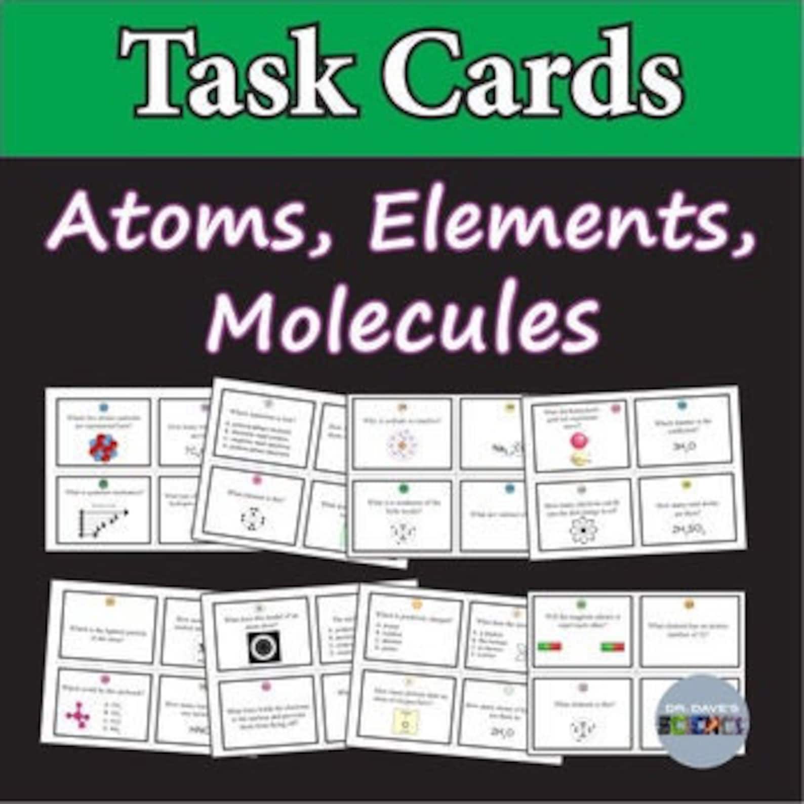 Atoms Elements and Molecules Task Cards, Review Science - Etsy
