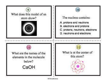 Atoms Elements and Molecules Task Cards, Review Science - Etsy