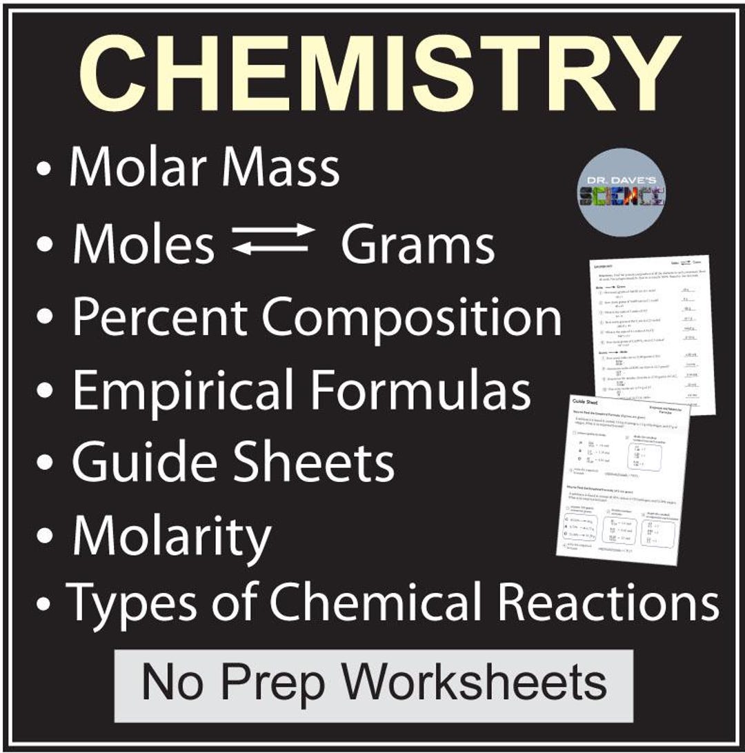 Chemistry Molar Mass, Percent Composition Worksheets, Empirical ...